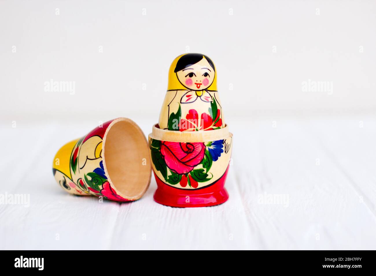 Russian national nesting dolls on a white background Stock Photo - Alamy
