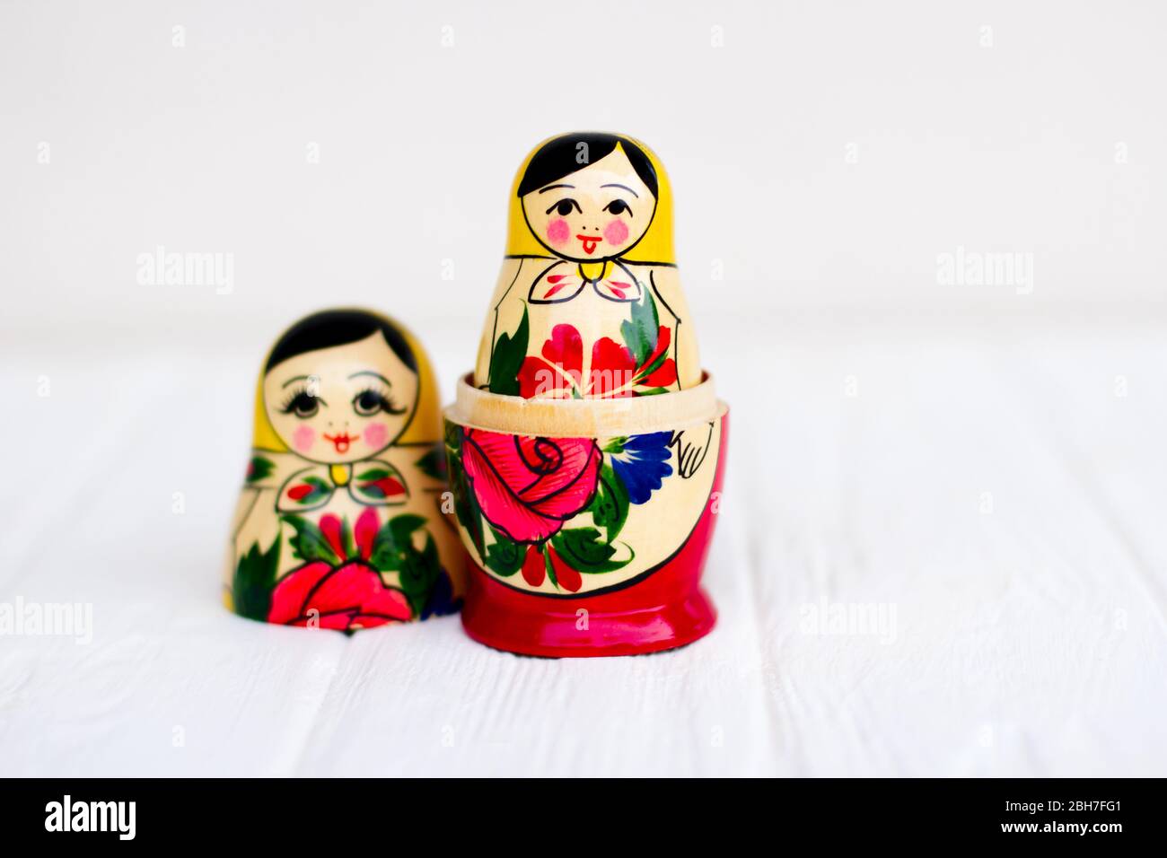 Russian national nesting dolls on a white background Stock Photo - Alamy