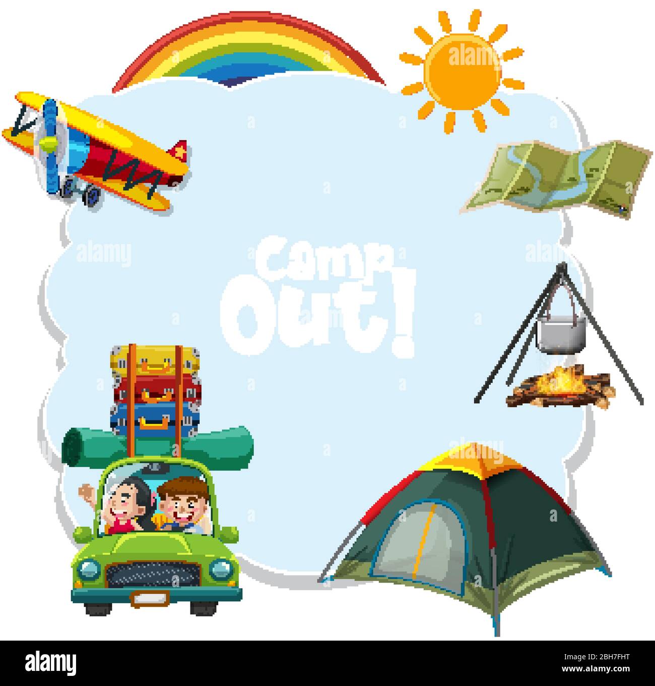 Background template with camping theme illustration Stock Vector Image ...