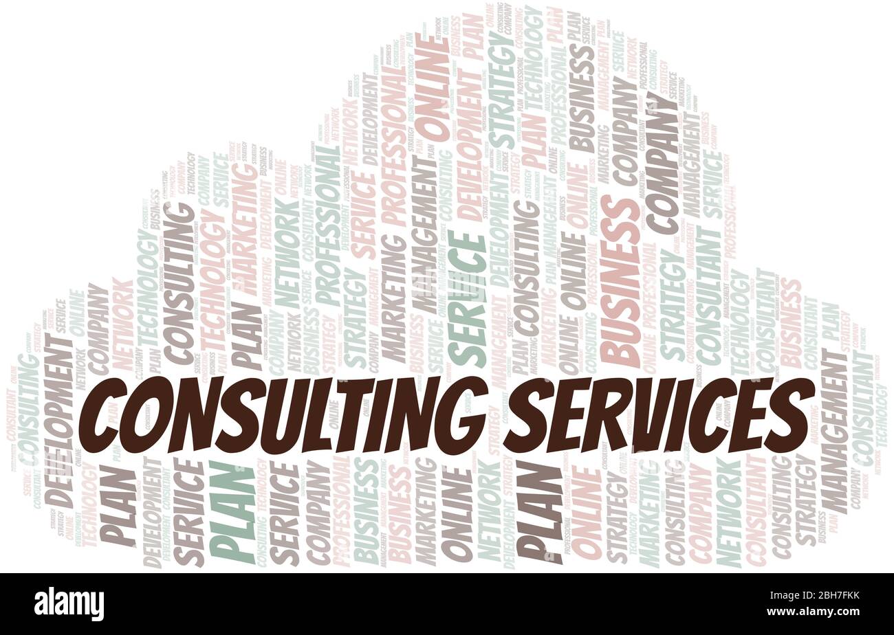Consulting Services typography vector word cloud. Wordcloud collage made with the text only ...