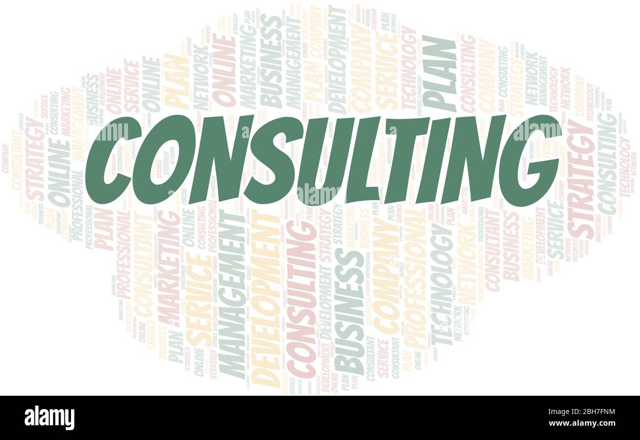 Consulting typography vector word cloud. Wordcloud collage made with ...