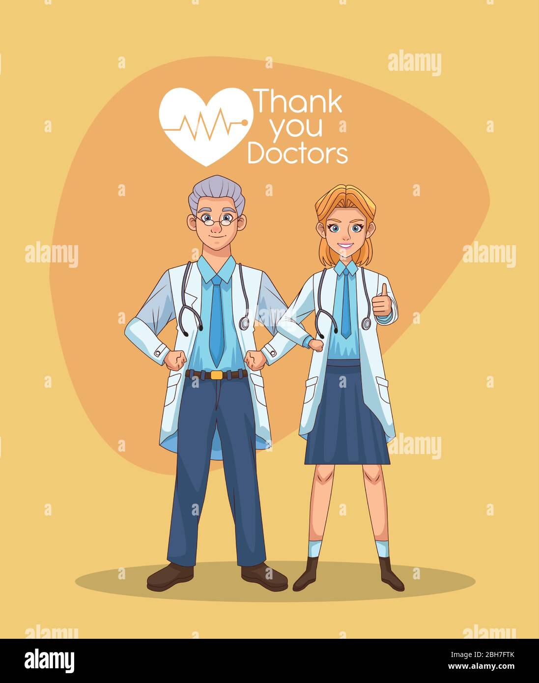 professionals doctors couple avatars characters Stock Vector Image ...