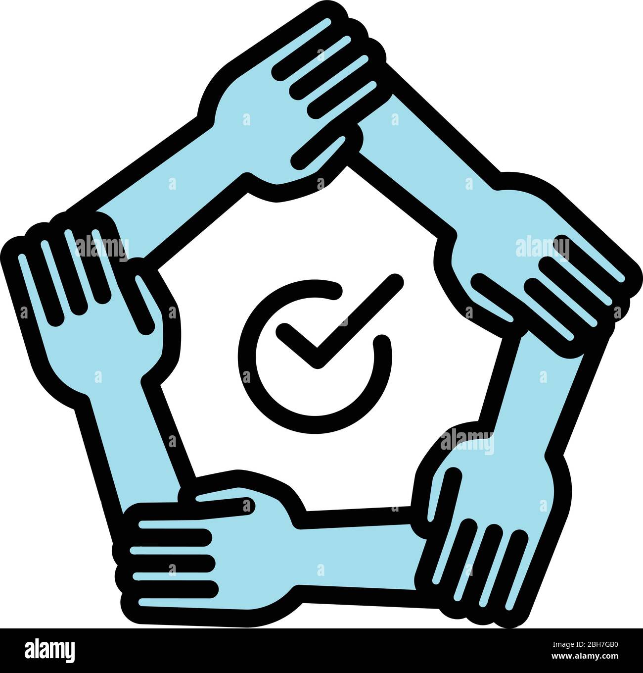 Teamwork hands icon. Outline teamwork hands vector icon for web design ...