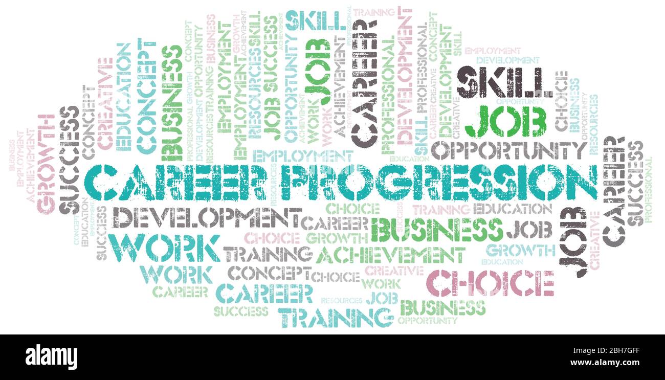 Career Progression typography vector word cloud. Wordcloud collage made ...