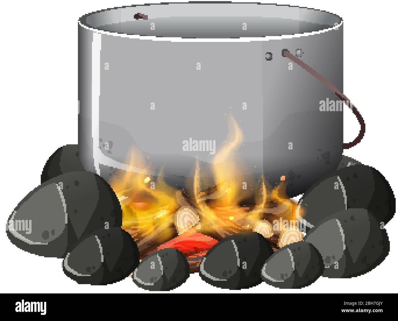 Cooking Pot On Fire