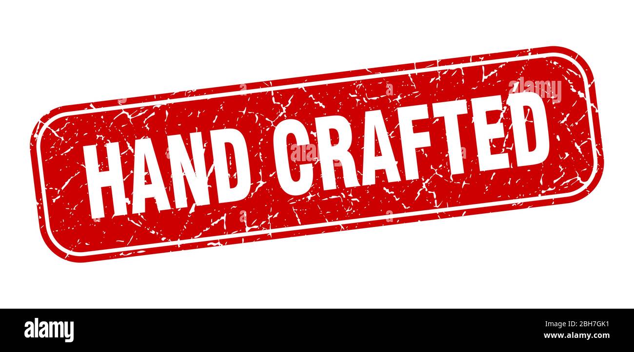 hand crafted stamp. hand crafted square grungy red sign Stock Vector ...