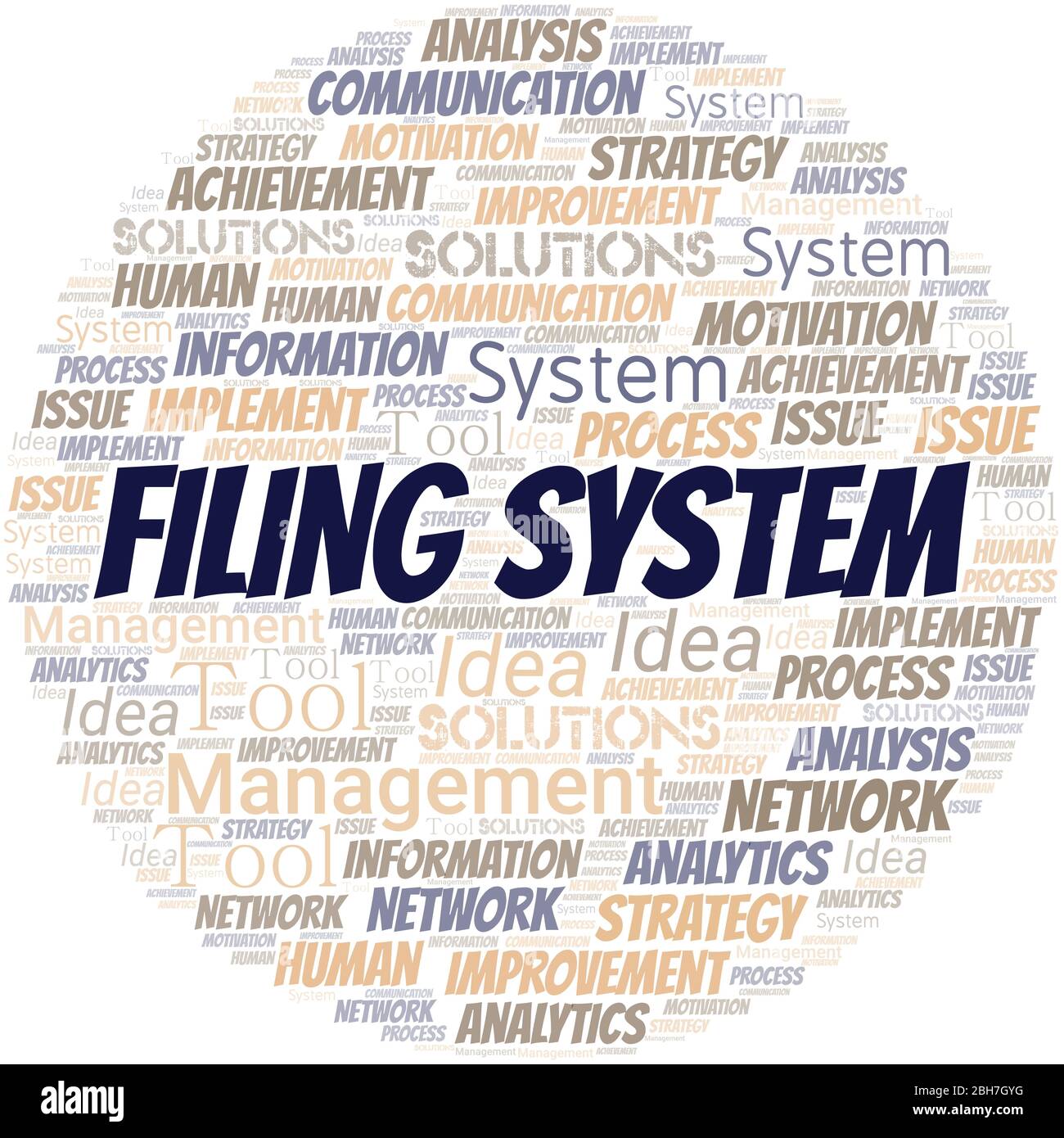 Filing System typography vector word cloud. Wordcloud collage made with ...