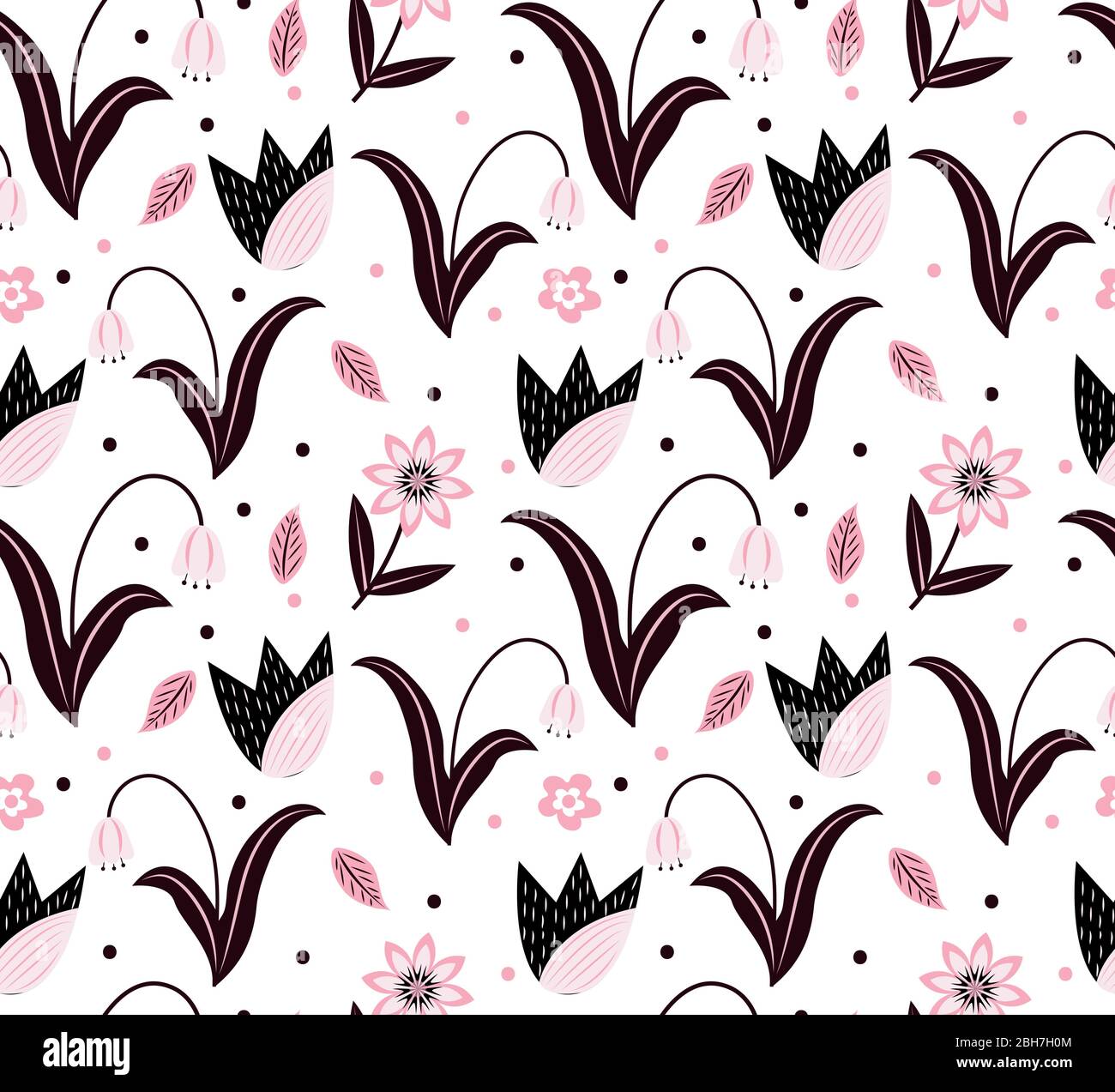 Flowers seamless pattern. Floral plant patterns endless background ...