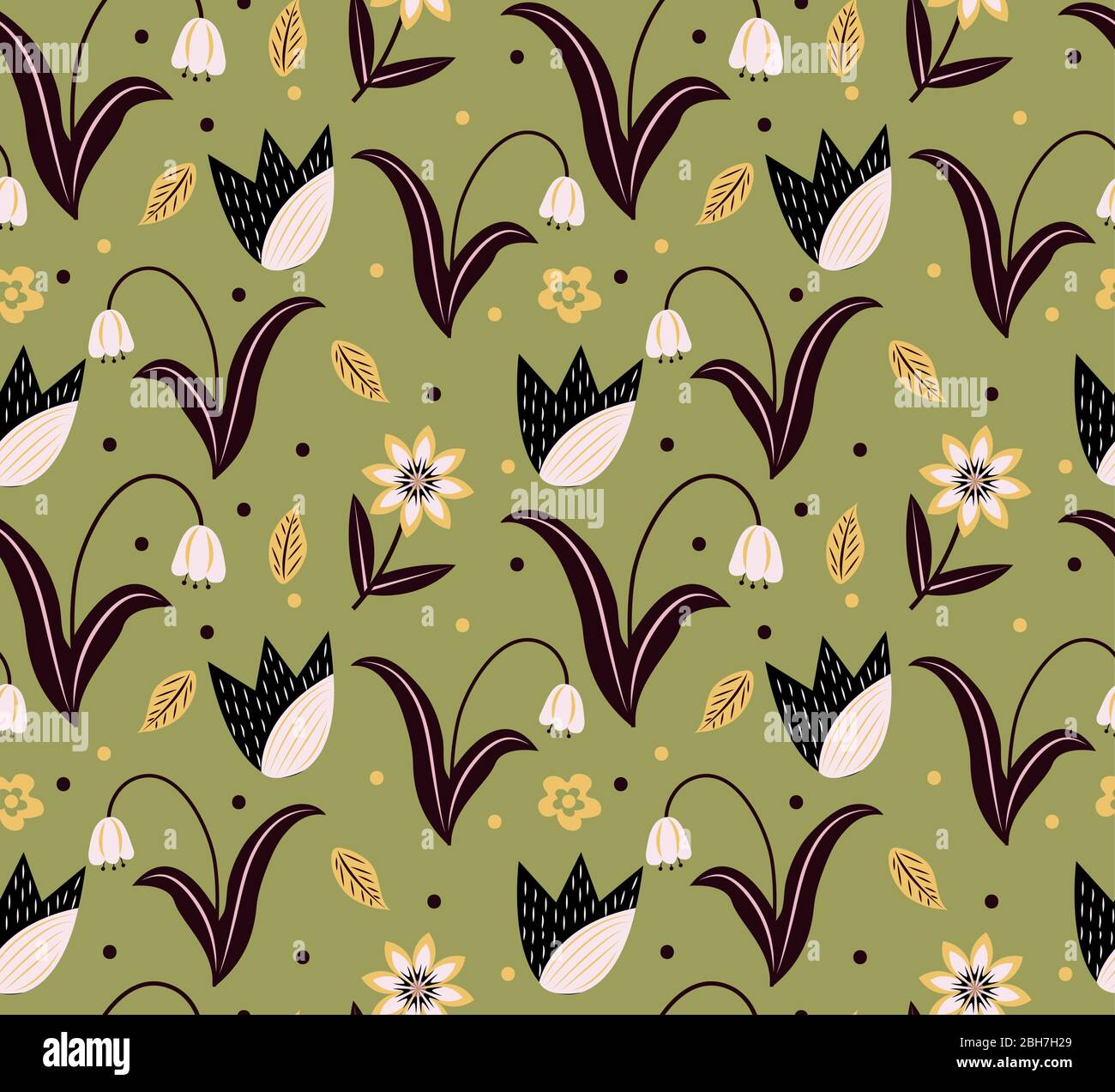 Flowers seamless pattern. Floral plant patterns endless background ...