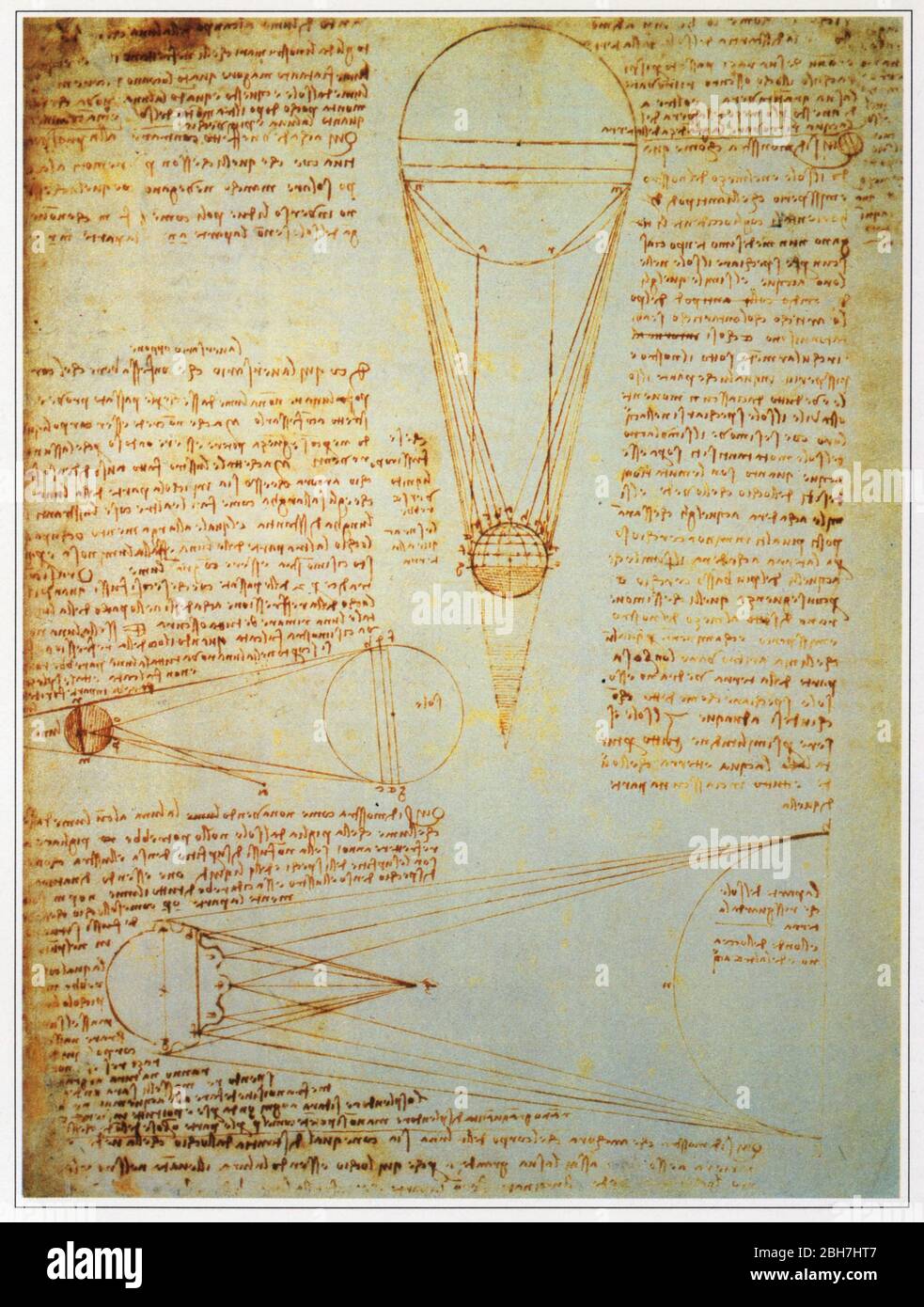 Leonardo da Vinci. Notes on the Earth, Sun and Moon. 1508 Stock Photo ...