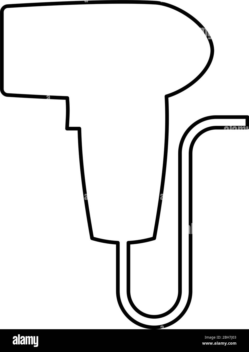 Hand scanner barcode held icon outline black color vector illustration ...