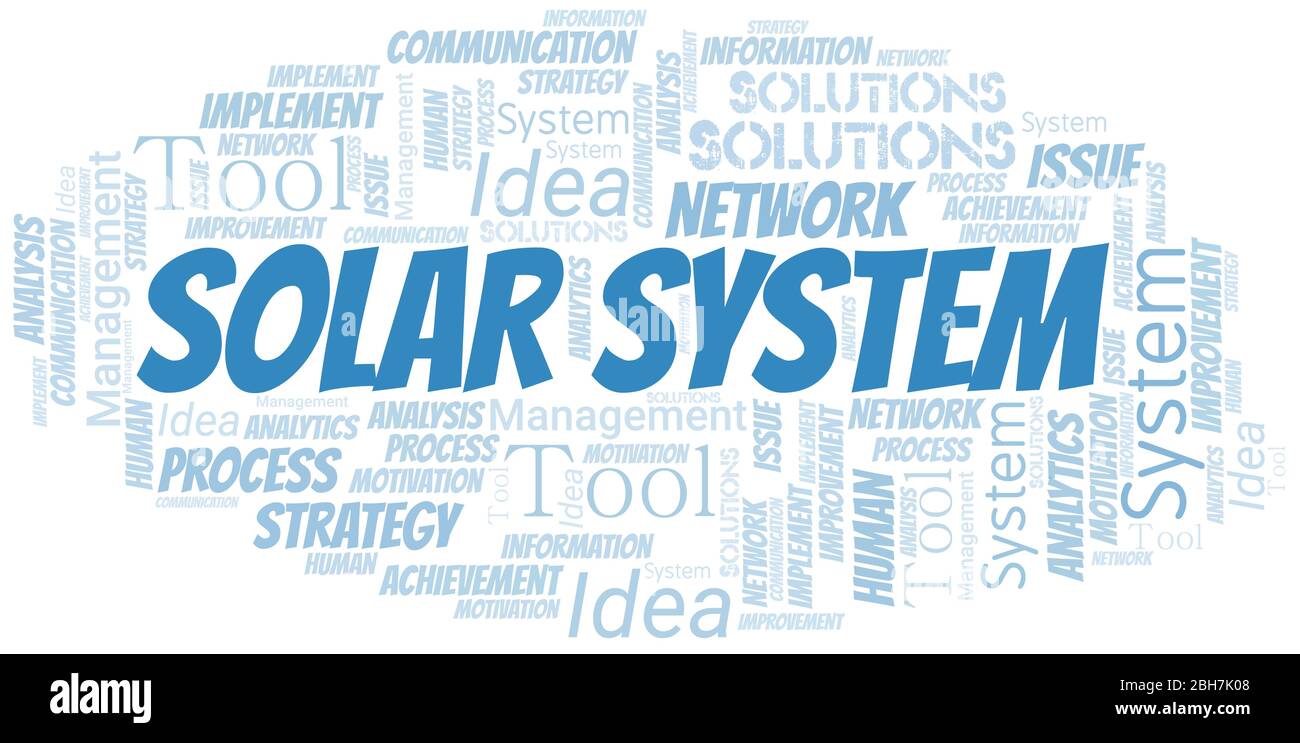 Solar System typography vector word cloud. Wordcloud collage made with ...