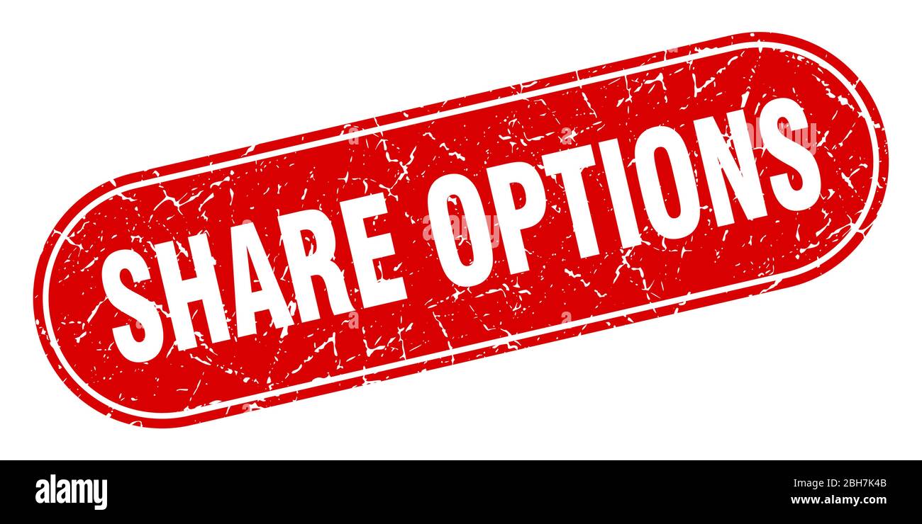 share options sign. share options grunge red stamp. Label Stock Vector ...
