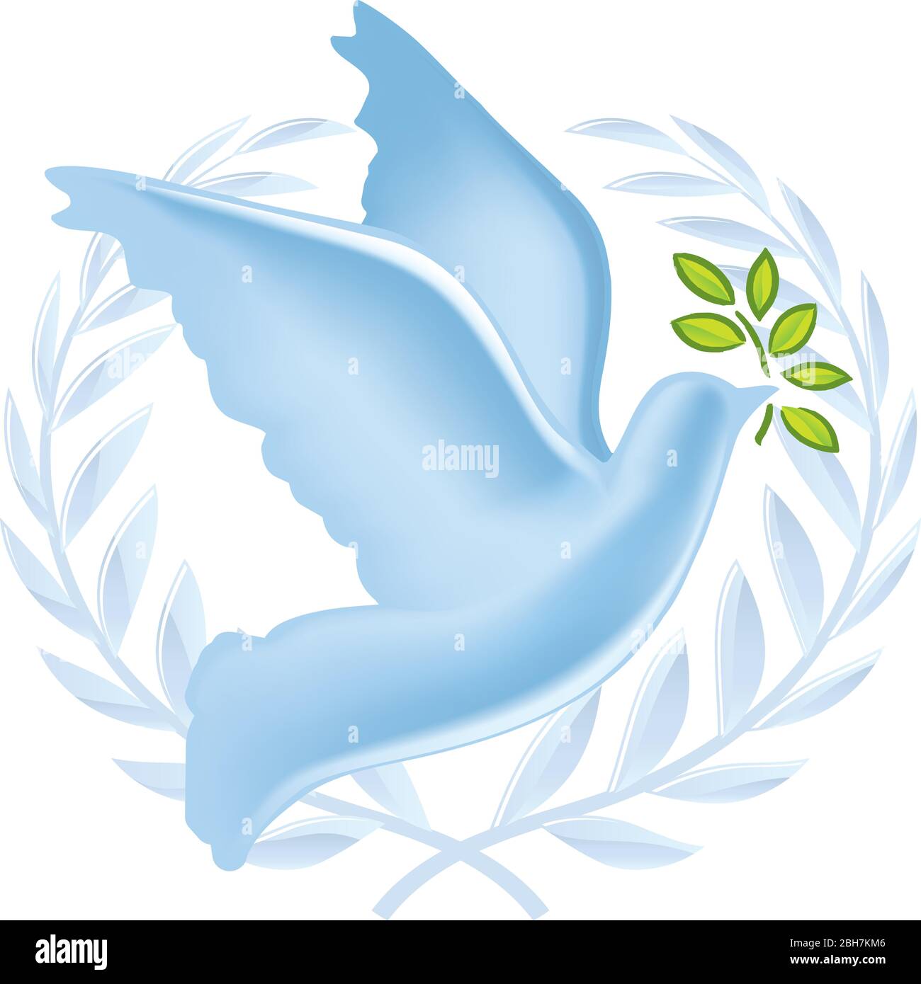 Vector illustration. Peace dove icon in gradient style with laurel ...