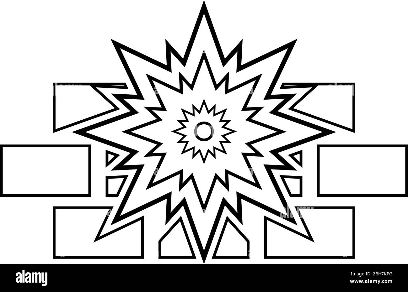 Explosion brick wall icon outline black color vector illustration flat ...
