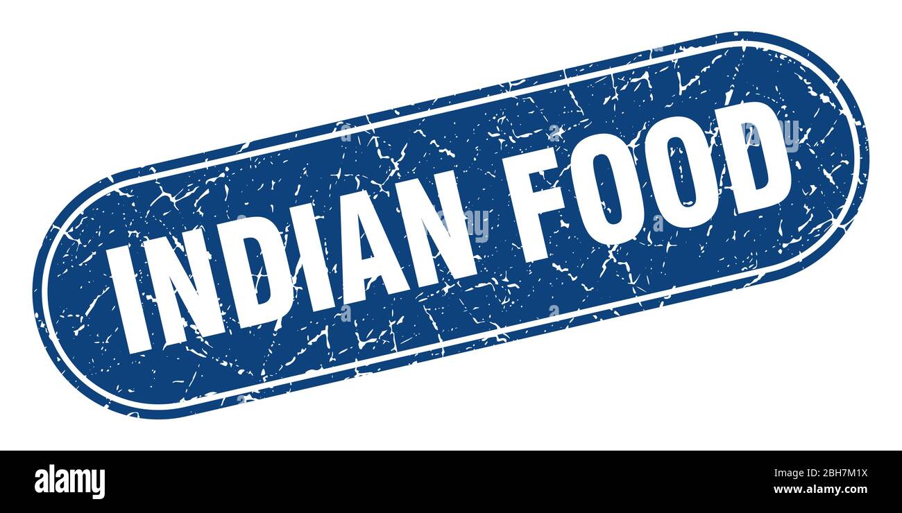indian food sign. indian food grunge blue stamp. Label Stock Vector ...