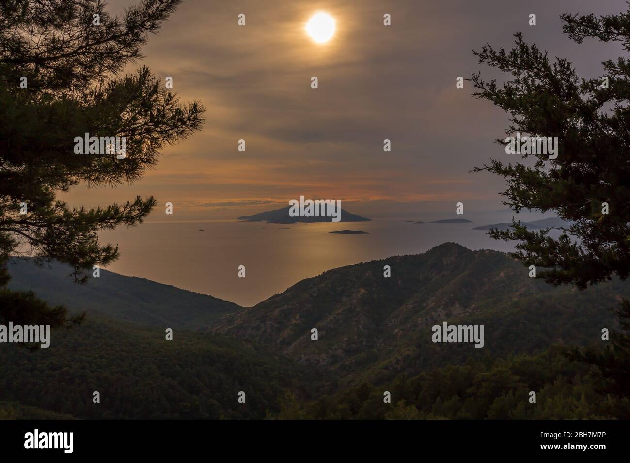 Sunset from the Greek island of Rhodes Stock Photo - Alamy
