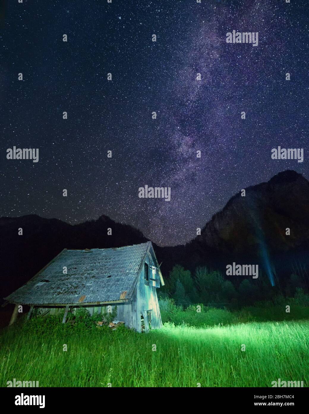 Alpine Hut under the Milky Way in Austria Stock Photo - Alamy