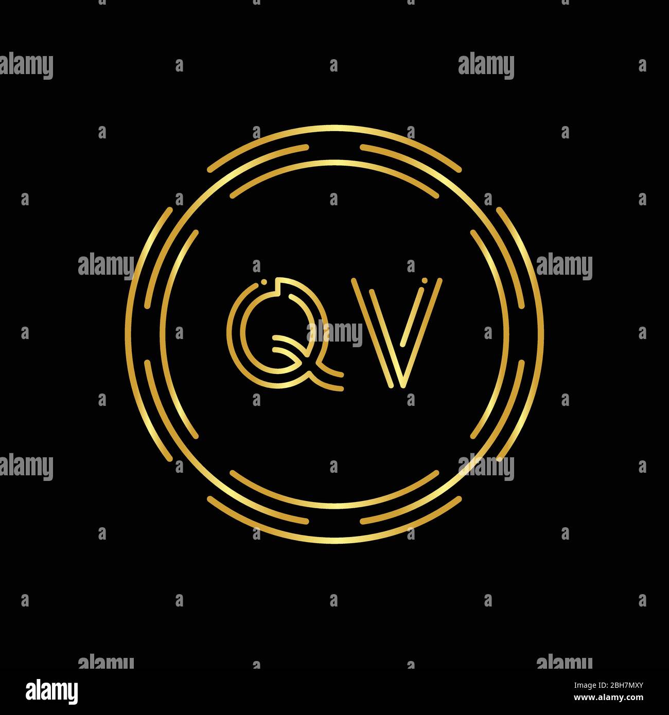 Initial Letter QV Logo Design Vector Template. Digital Abstract Circle ...