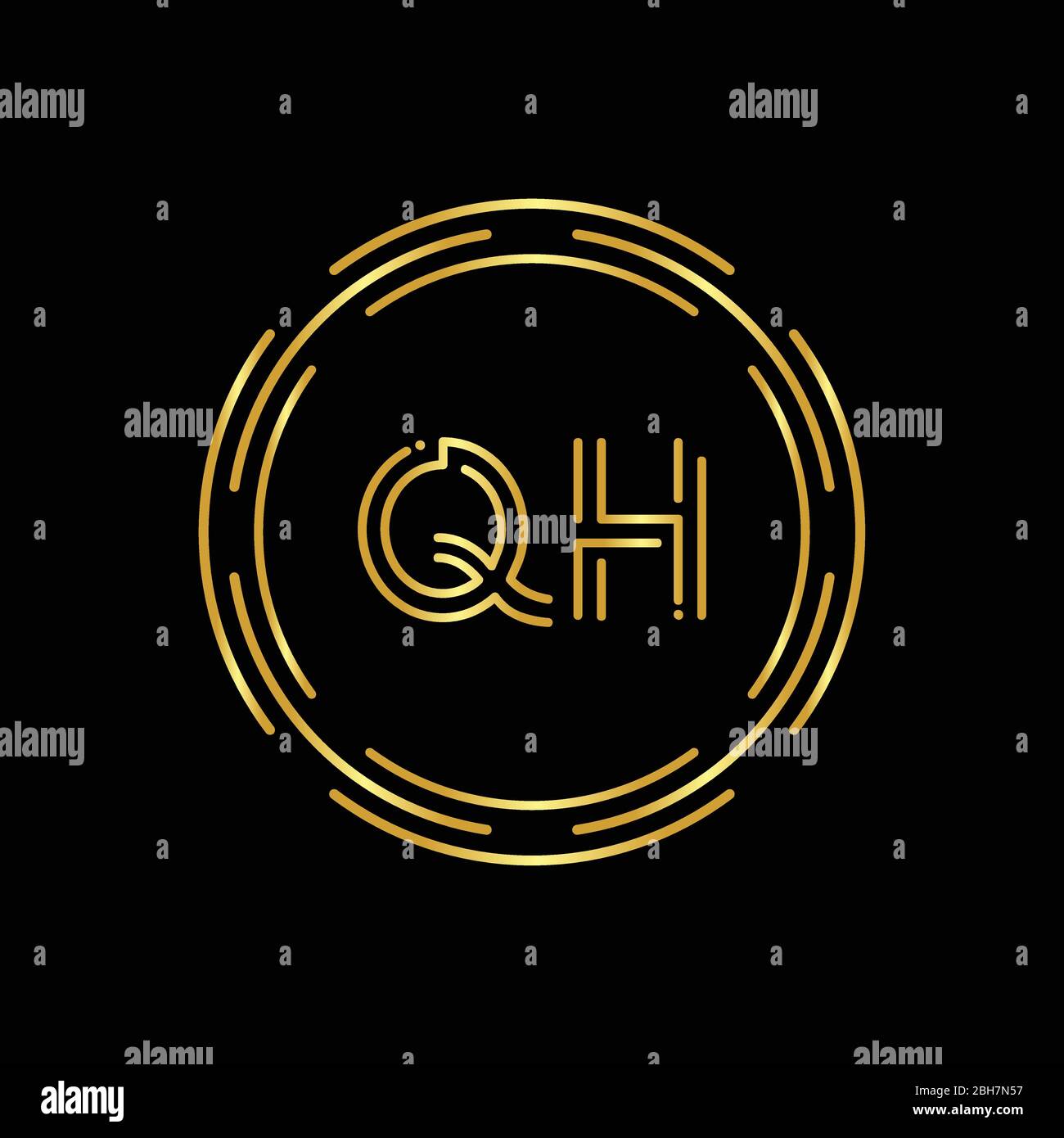 Initial Letter QH Logo Design Vector Template. Digital Abstract Circle ...