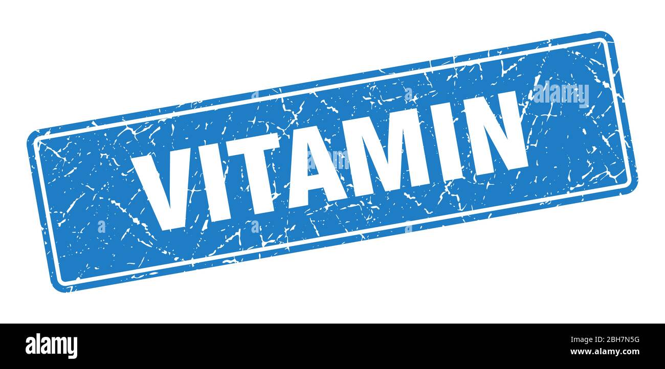 vitamin stamp. vitamin vintage blue label. Sign Stock Vector Image ...