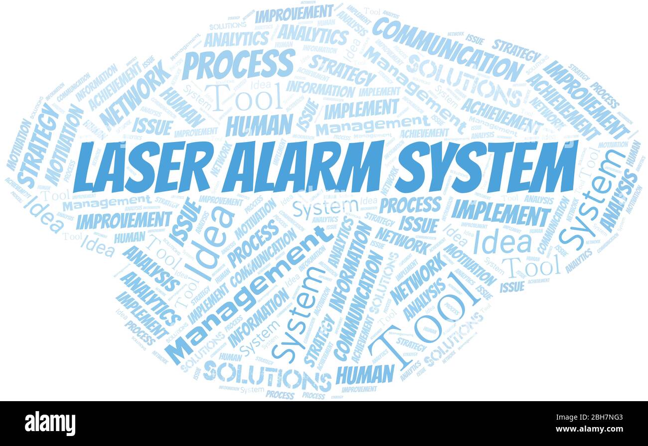 Laser Alarm System typography vector word cloud. Wordcloud collage made with the text only Stock ...