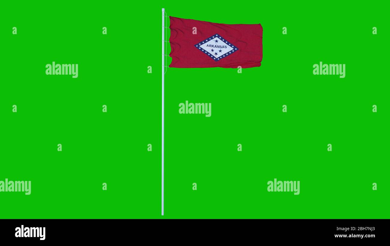 Arkansas State Flag Waving on wind on green screen or chroma key ...