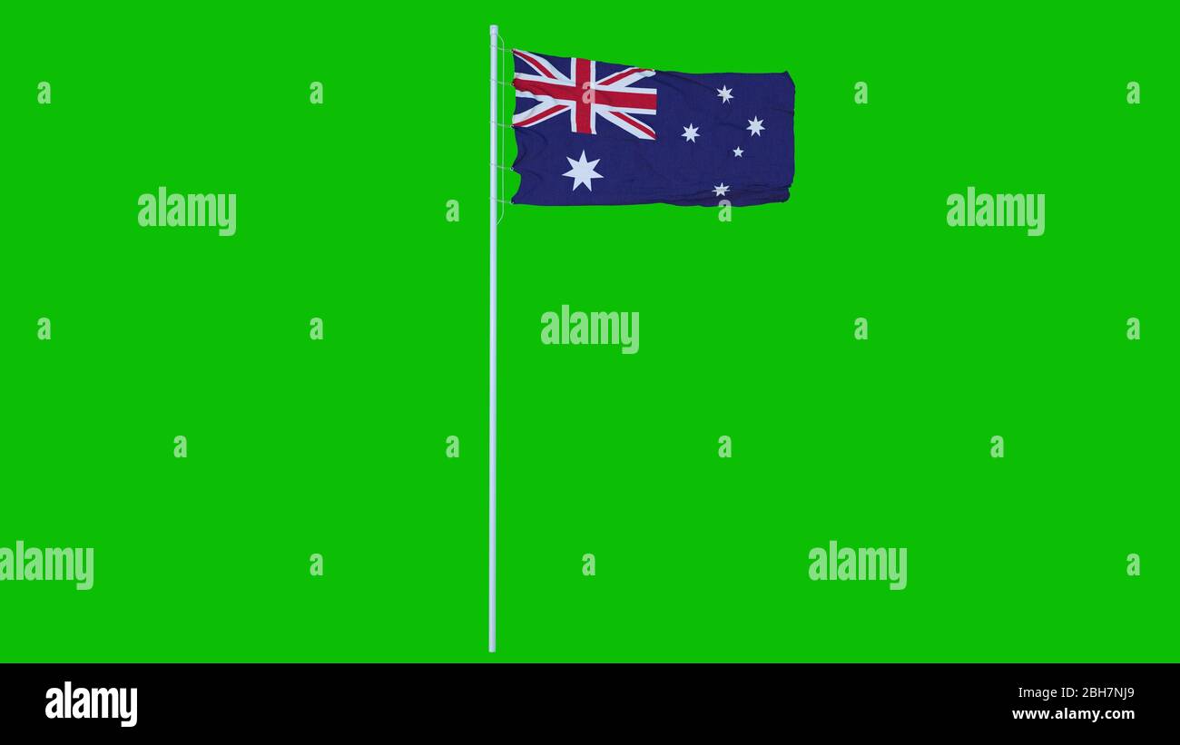 Australia Flag Waving on wind on green screen or chroma key background ...