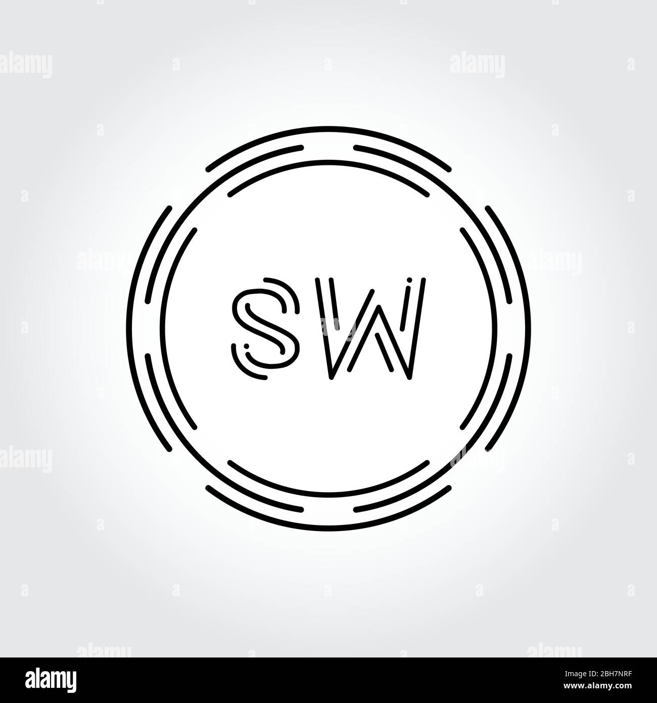 Initial SW Logo Design Creative Typography Vector Template. Digital ...