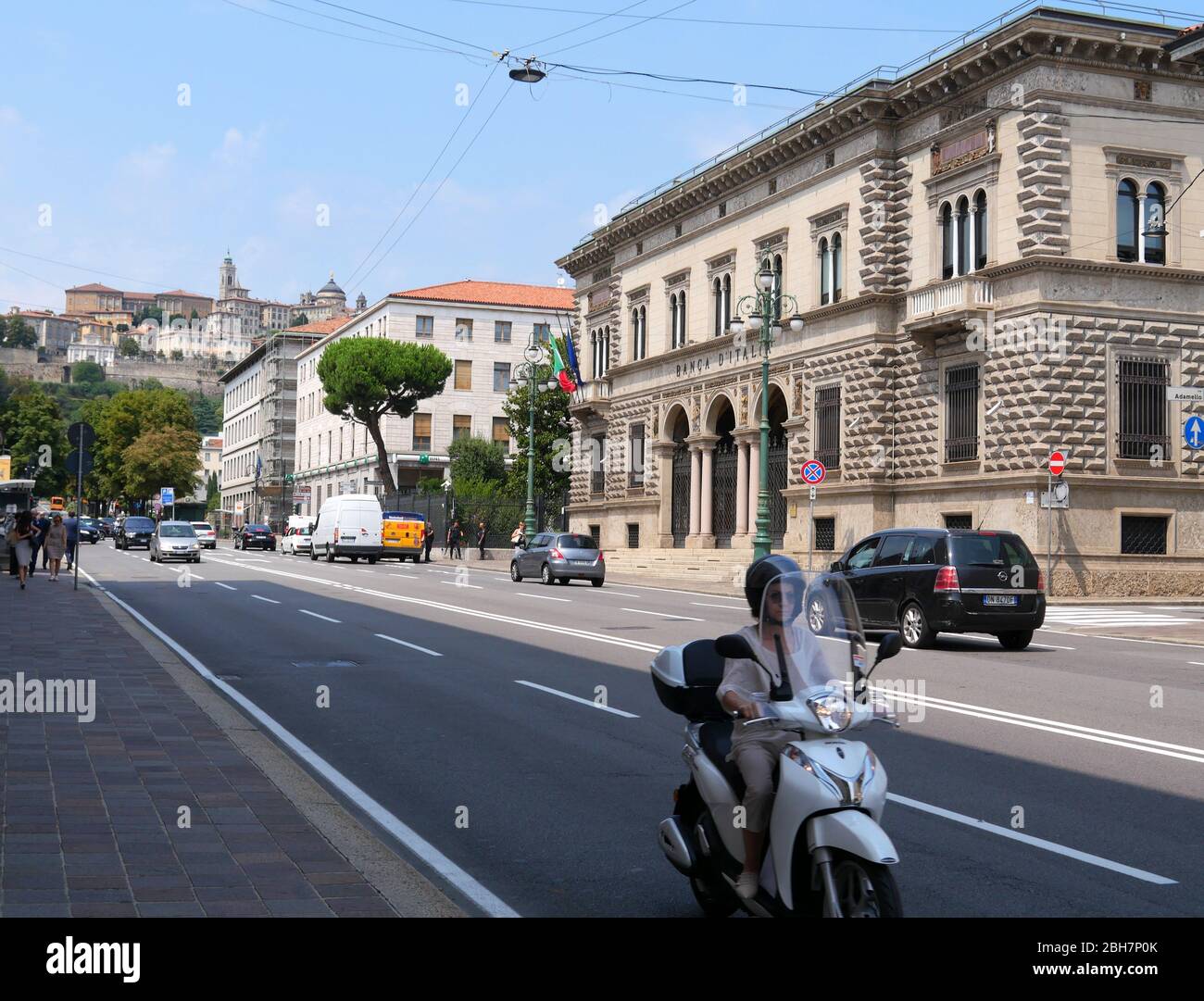Bergamo, Italy - August 06, 2019: People walking on the streets in the ...