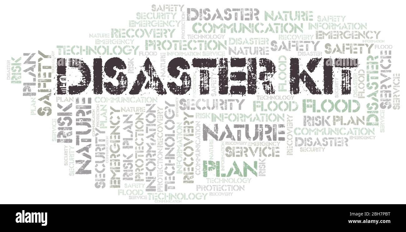 Disaster Kit typography vector word cloud. Wordcloud collage made with ...