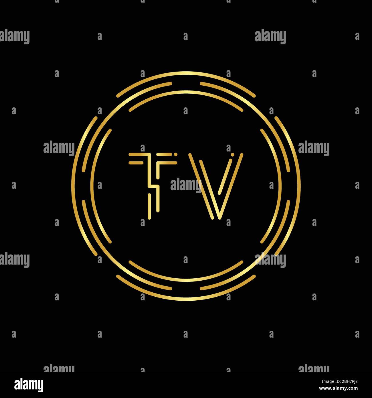 Initial Letter TV Logo Creative Typography Vector Template. Circle ...