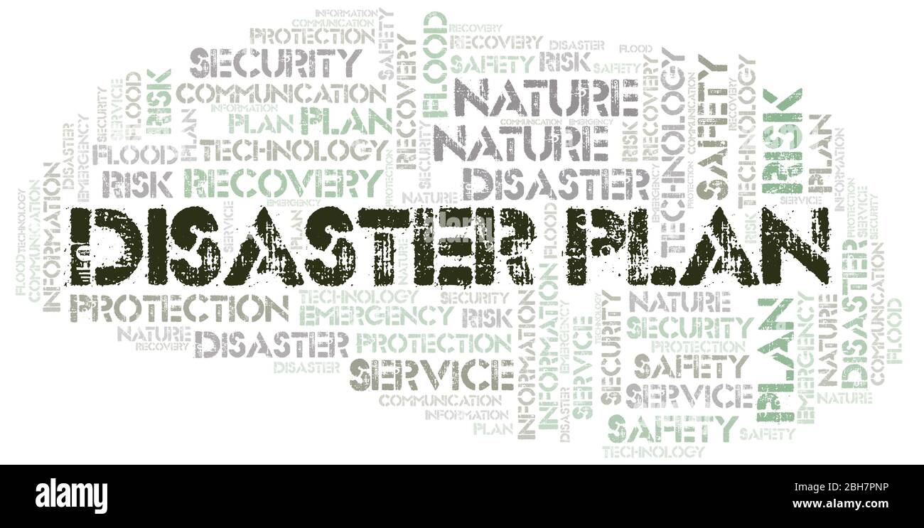Disaster Plan typography vector word cloud. Wordcloud collage made with ...