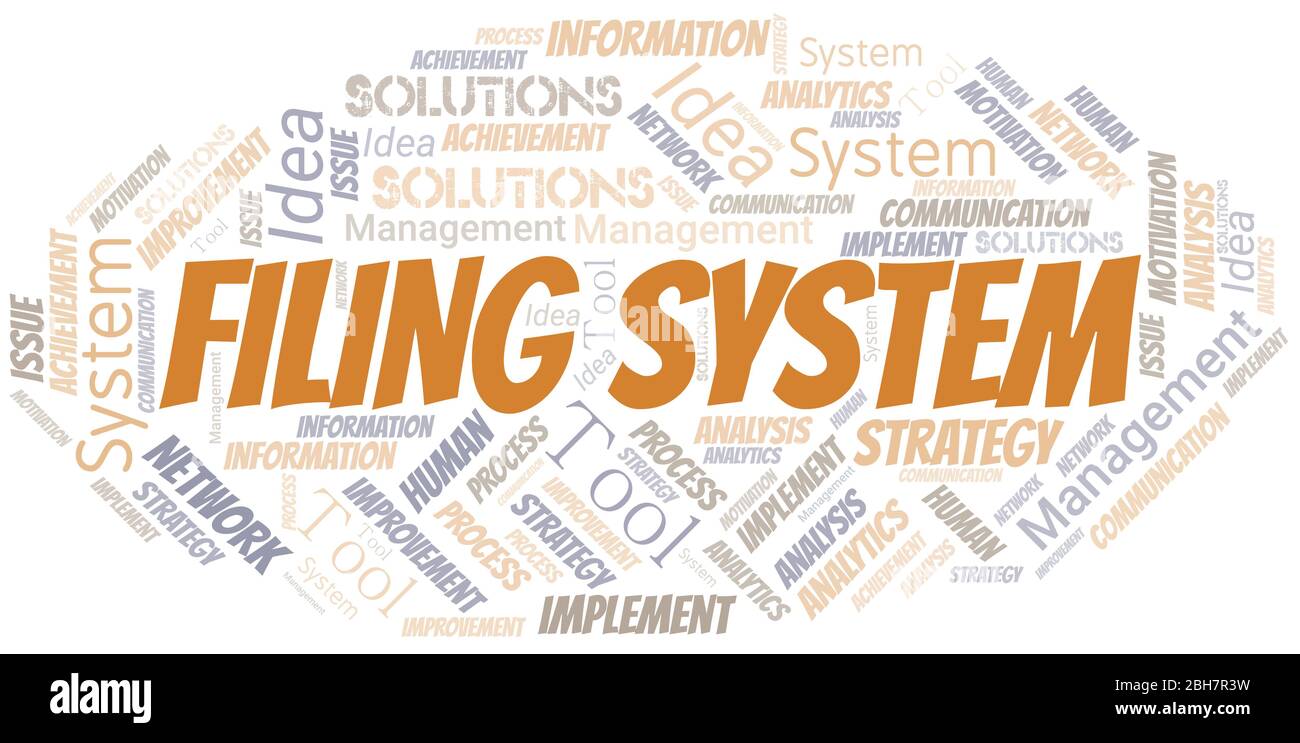Filing System typography vector word cloud. Wordcloud collage made with ...