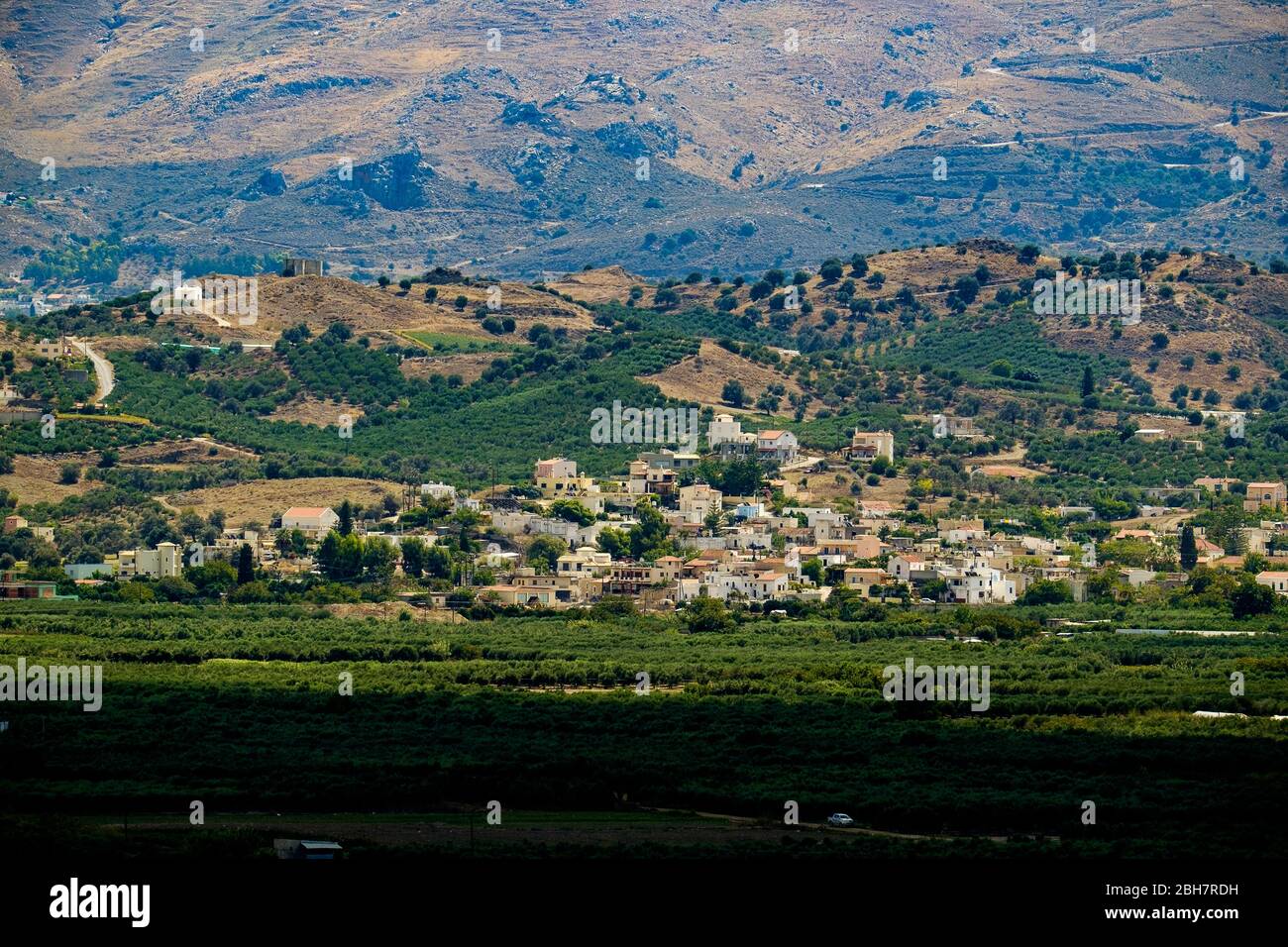 Cretan Village in distance, Crete, Greece Stock Photo - Alamy