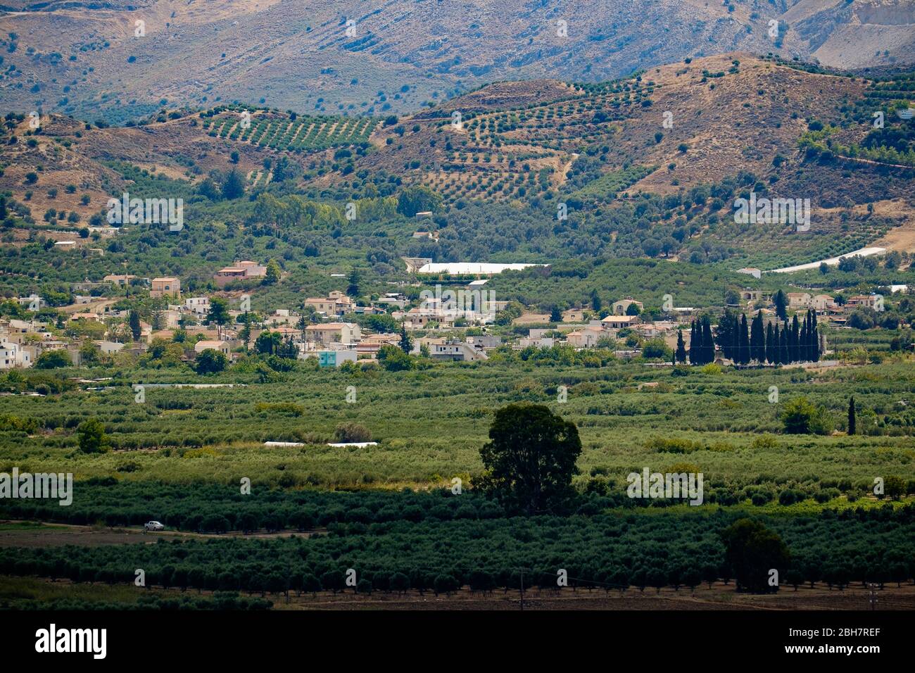 Cretan Village in distance, Crete, Greece Stock Photo - Alamy
