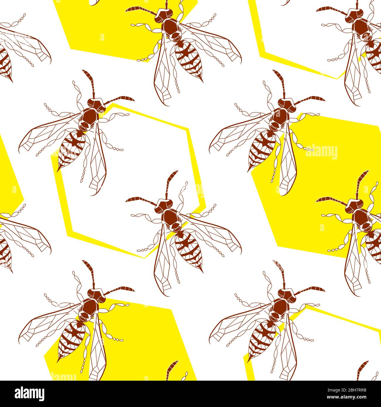 Wasp geometric insect seamless pattern. Dangerous design for textile ...