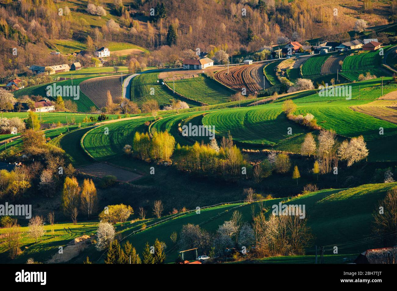 Aerial landscape spring cherry hi-res stock photography and images - Alamy