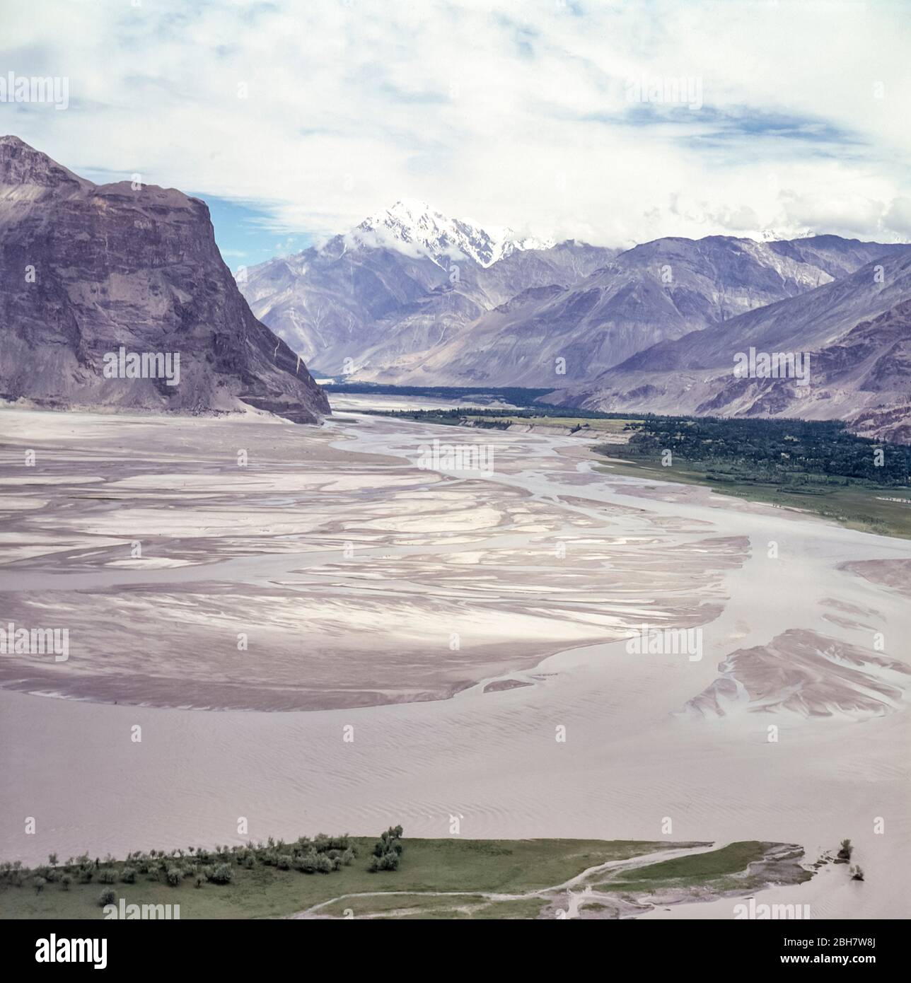Pakistan, Northern Areas. The colourful bustling town of Skardu located ...