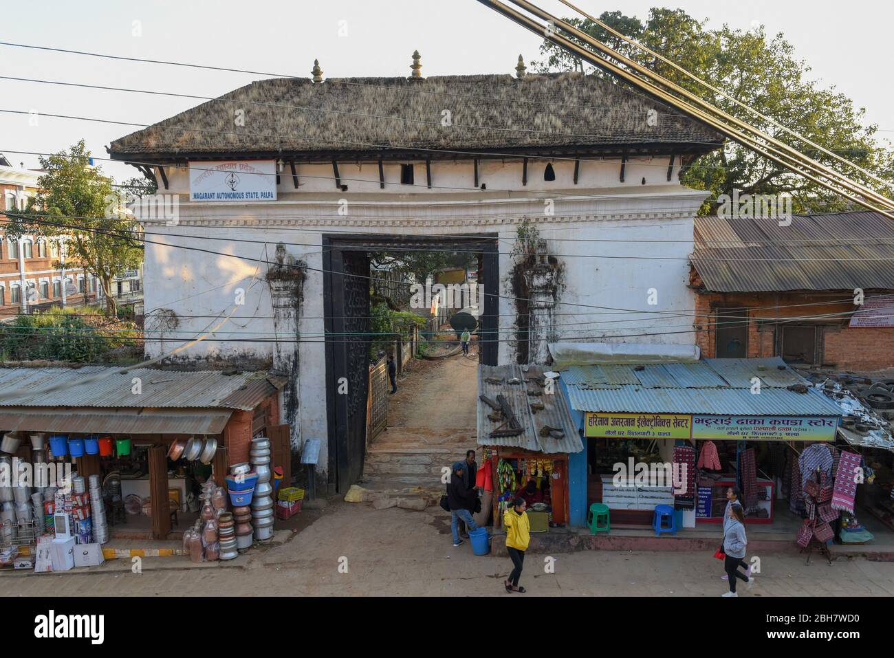 Tansen, Nepal - 14 January 2020: people walking on the old center of ...