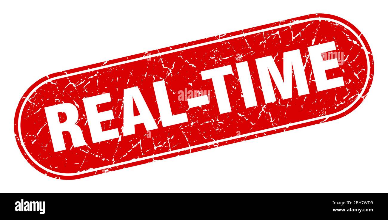 real-time sign. real-time grunge red stamp. Label Stock Vector Image ...