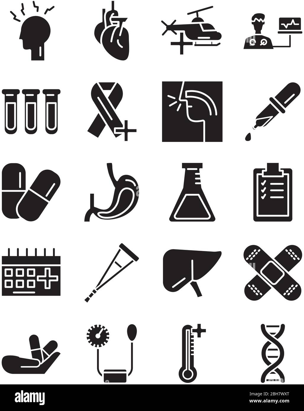 bundle of medical silhouette style set icons Stock Vector Image & Art ...
