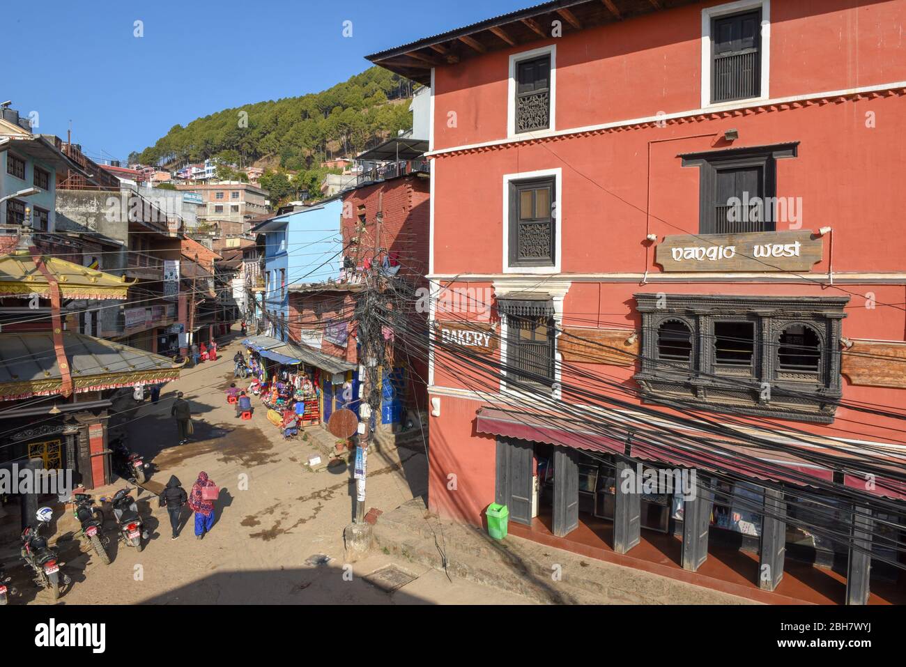 Tansen, Nepal - 15 January 2020: people walking on the old center of ...