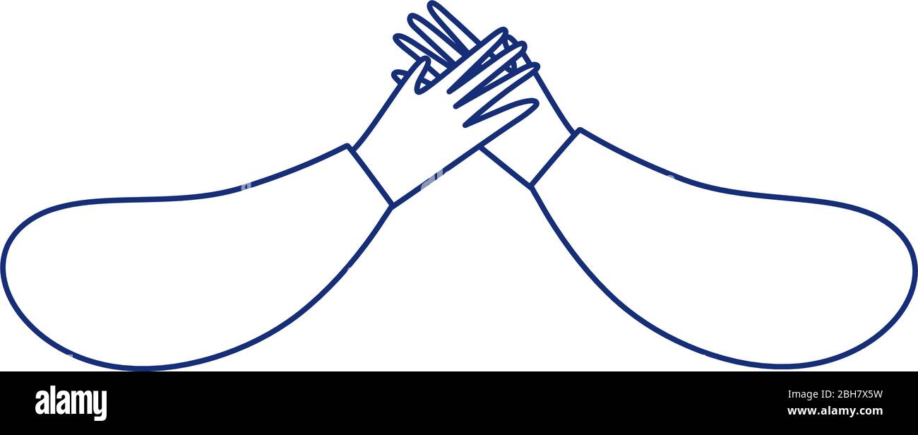 human hands together gesture isolated icon white background vector ...