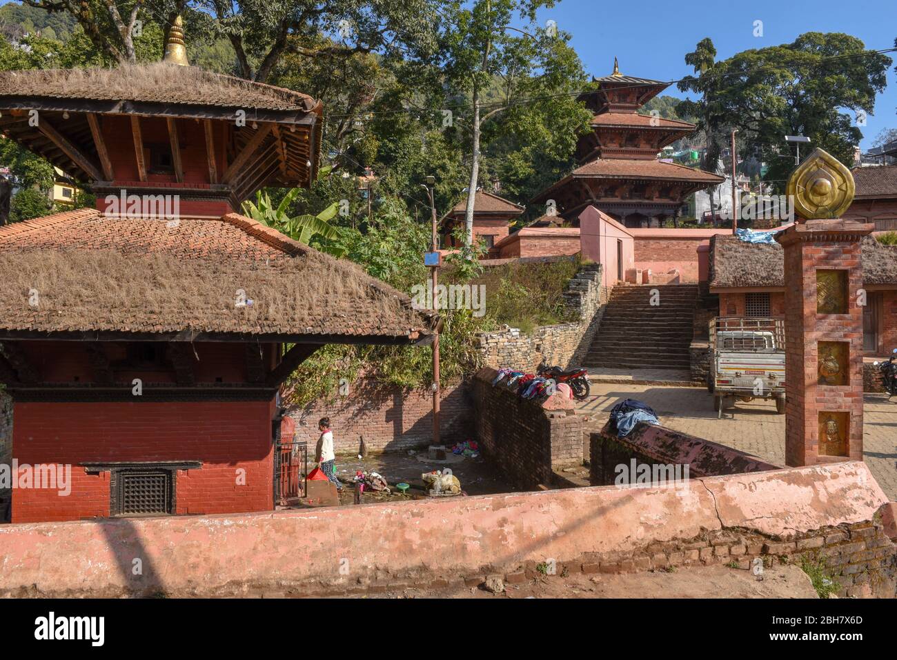 Tansen, Nepal - 15 January 2020: people at a temple of Tansen on Nepal ...