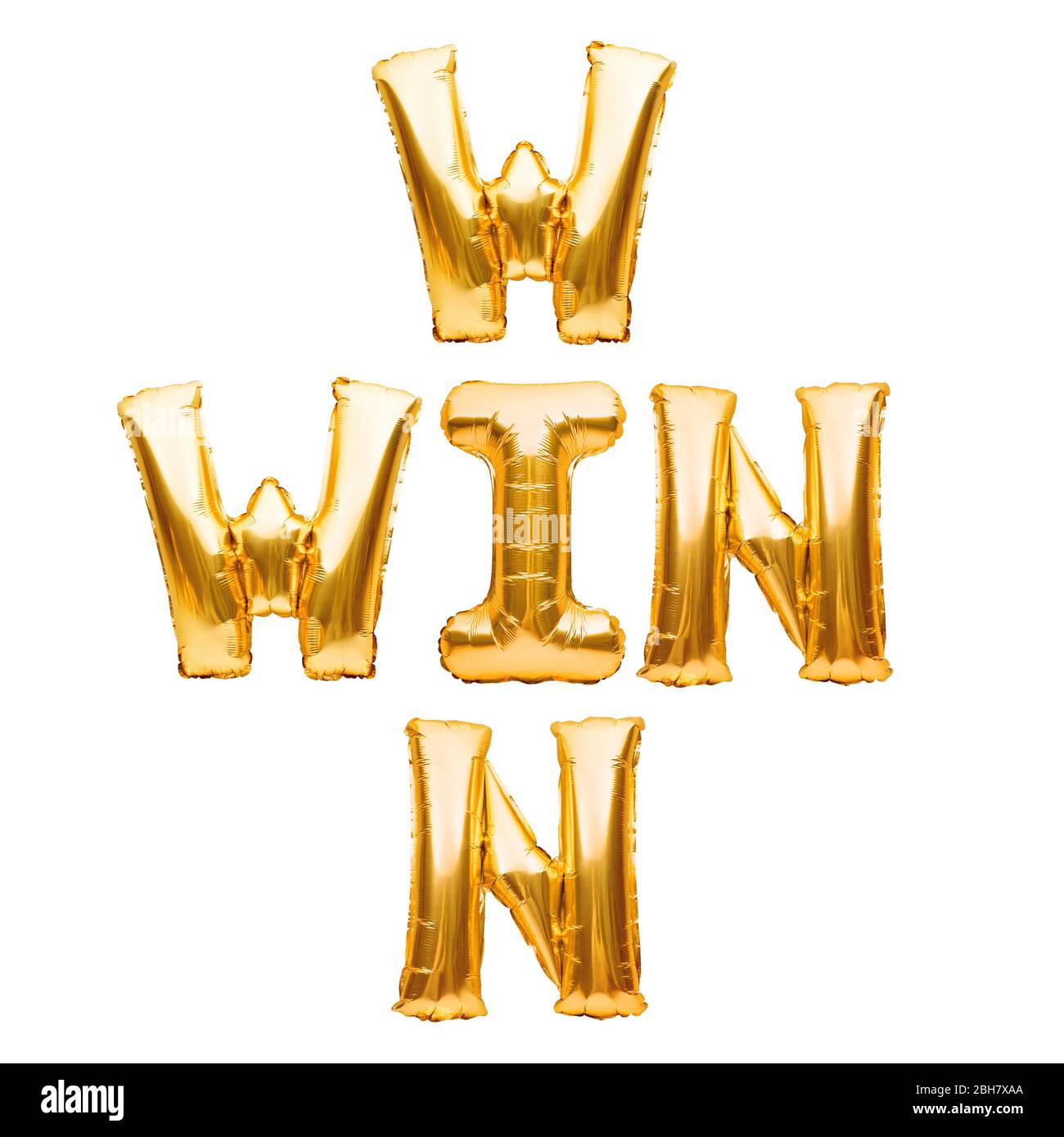 Words WIN WIN made of golden inflatable balloons isolated on white ...