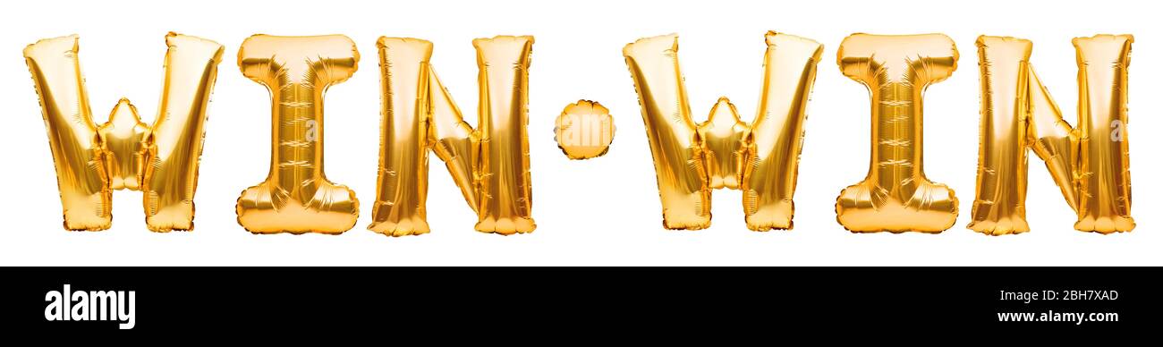 Words WIN WIN made of golden inflatable balloons isolated on white ...