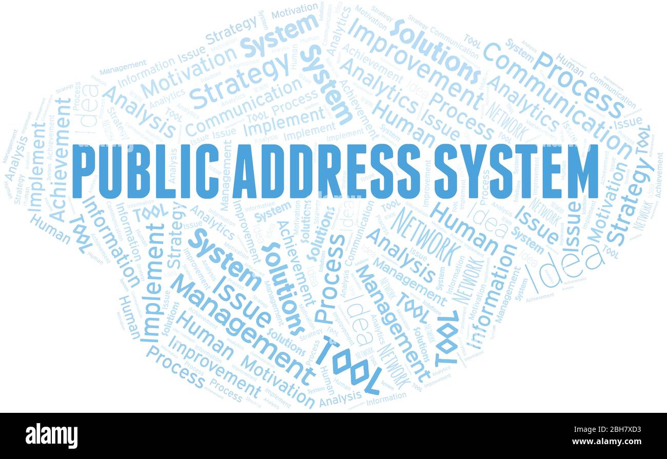 Public Address System typography vector word cloud. Wordcloud collage ...