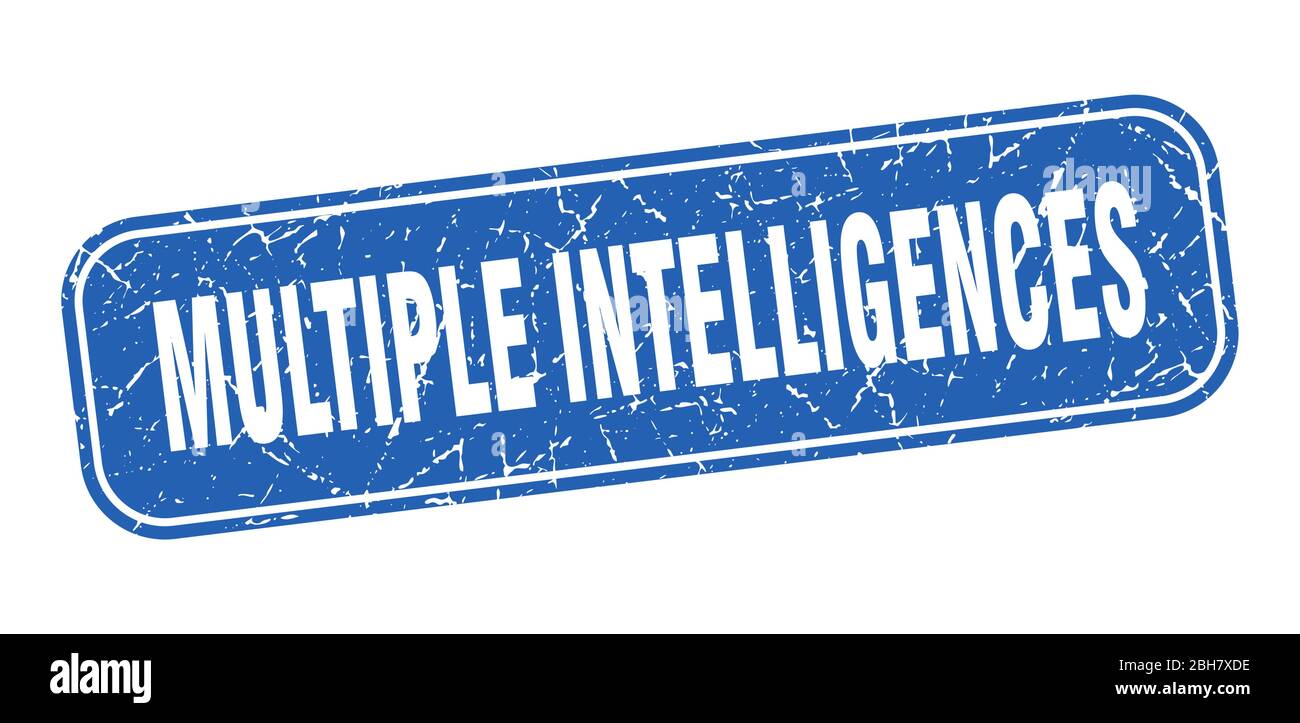 multiple intelligences stamp. multiple intelligences square grungy blue ...