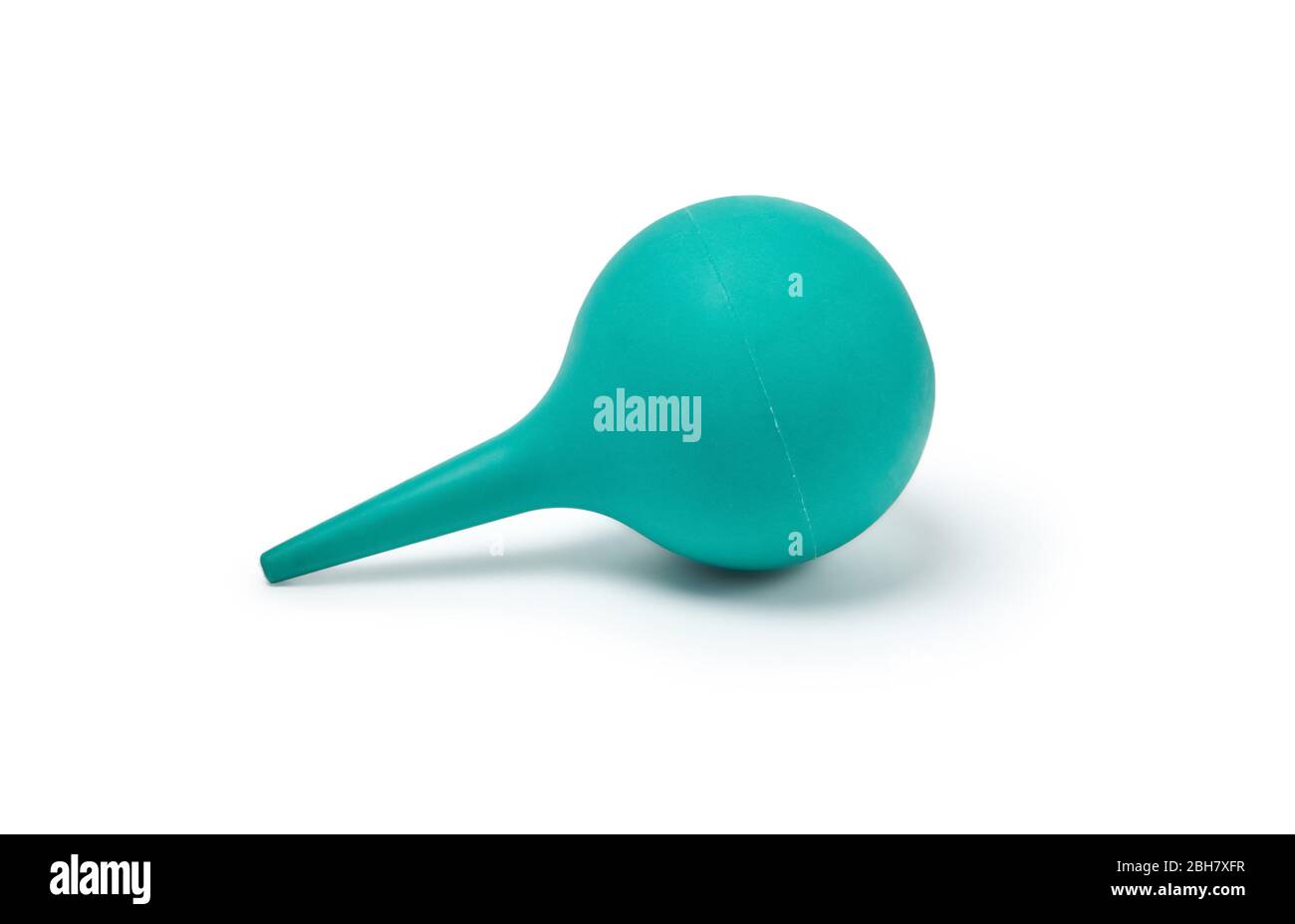 green rubber bulb syringe for douching isolated on white background ...